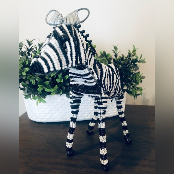 Accents | Beaded Zebra Figure Black White Safari Animal Home Decoration ...